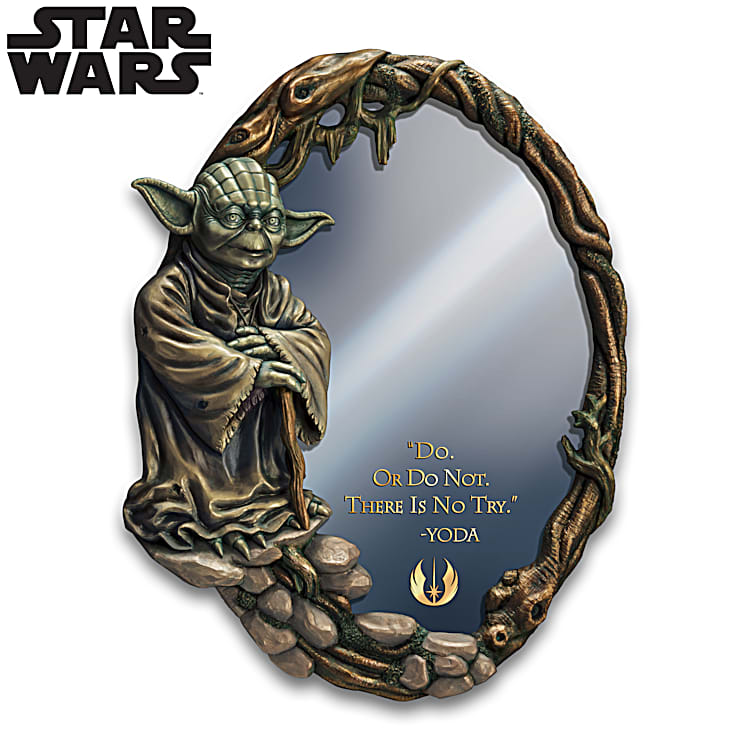 STAR WARS Yoda Jedi Master Shatterproof Glass Mirror Featuring A Hand Cast Yoda With One Of His Famous Quotes Do Or Do Not There Is No Try Hand Applied To The Mirrors Surface