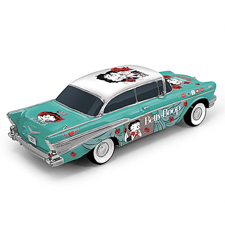 Betty Boop Classic Curves 1957 Chevrolet Bel Air 1 18 Scale Sculpture Featuring A High Gloss Paint Finish And Adorned With Hand Applied Betty Boop Art