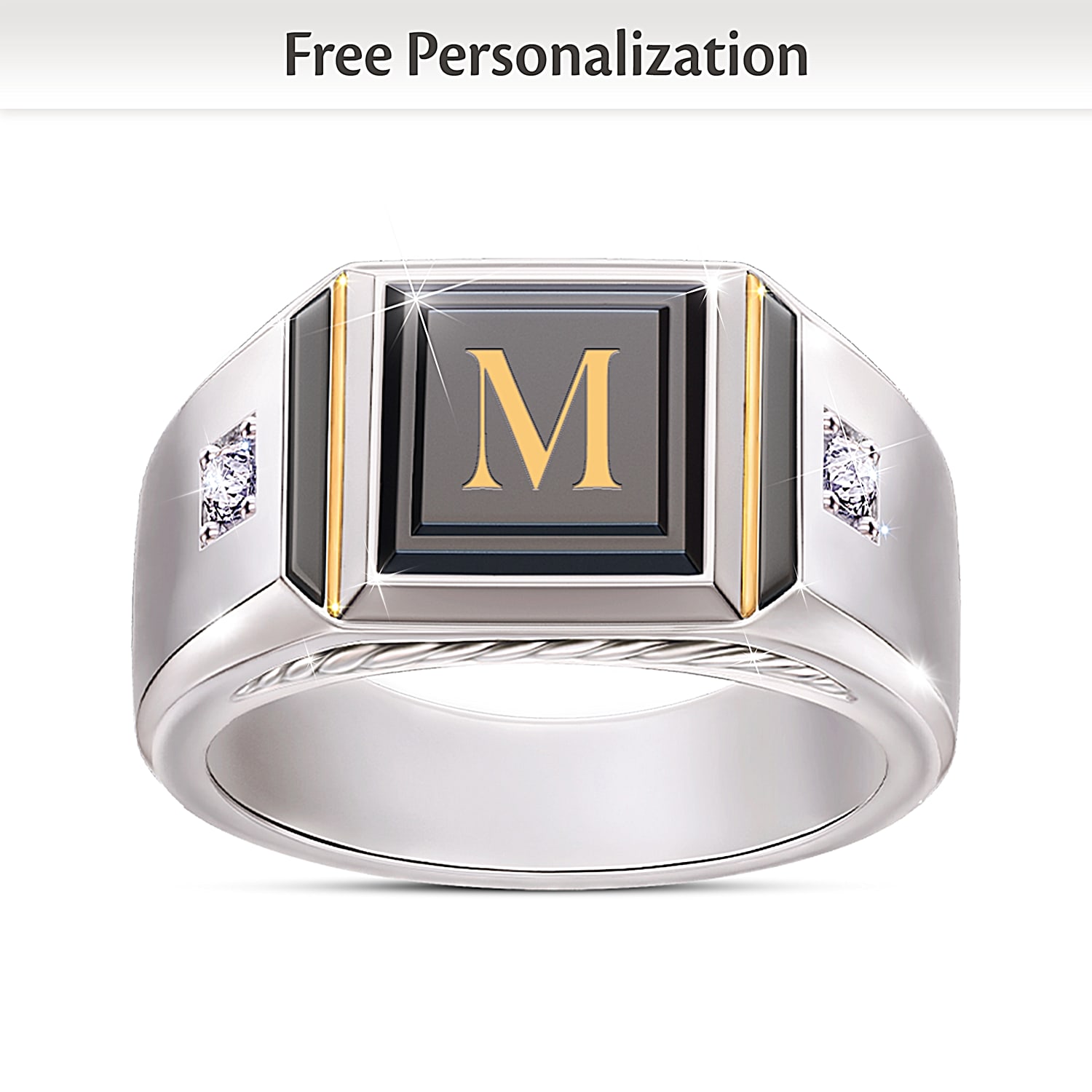 Diamond Black Onyx Man Of Distinction Personalized Ring