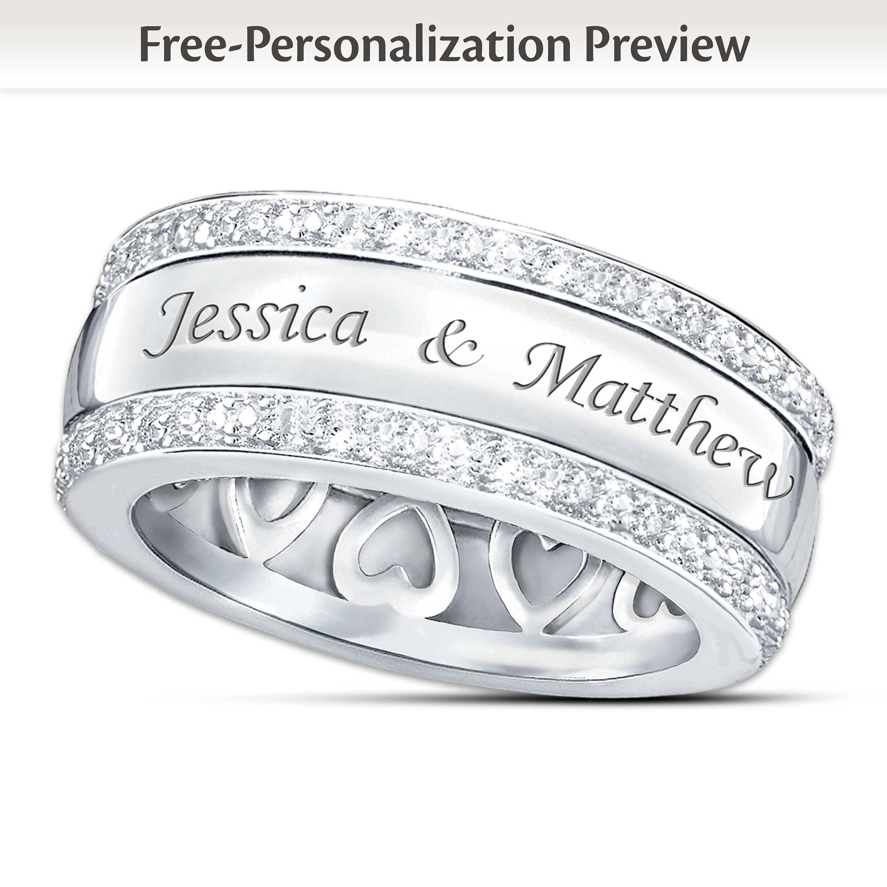 Personalized Name-Engraved Solid Sterling Silver Diamond Ring: Our ...