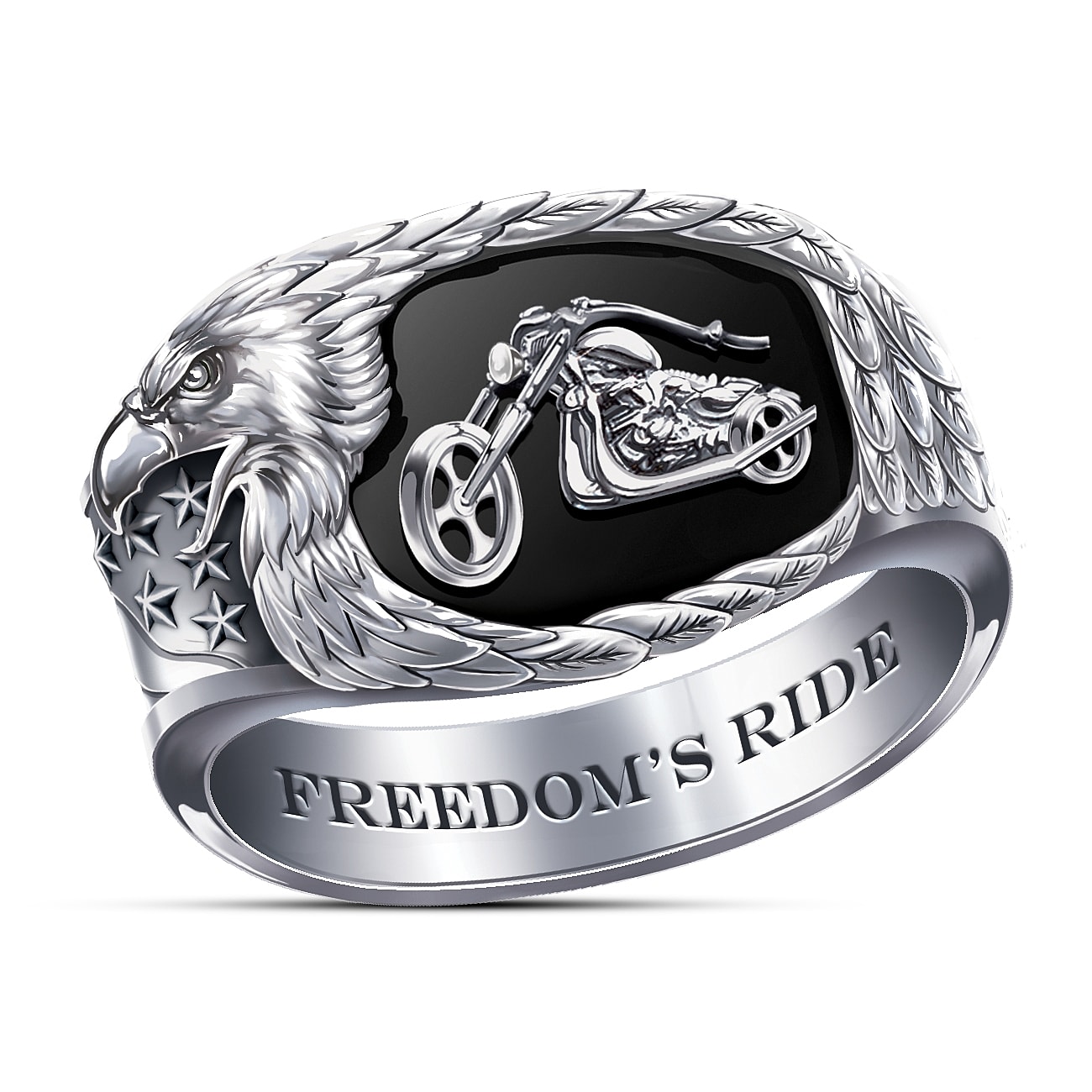 Freedoms Ride Mens Motorcycle Ring