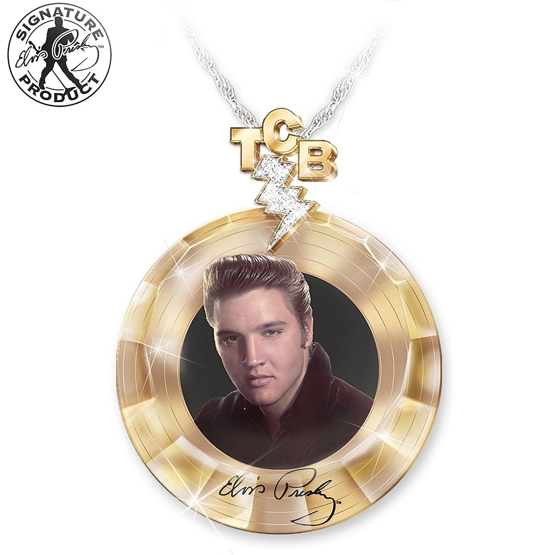 Elvis Presley Womens Gold Record Pendant Necklace