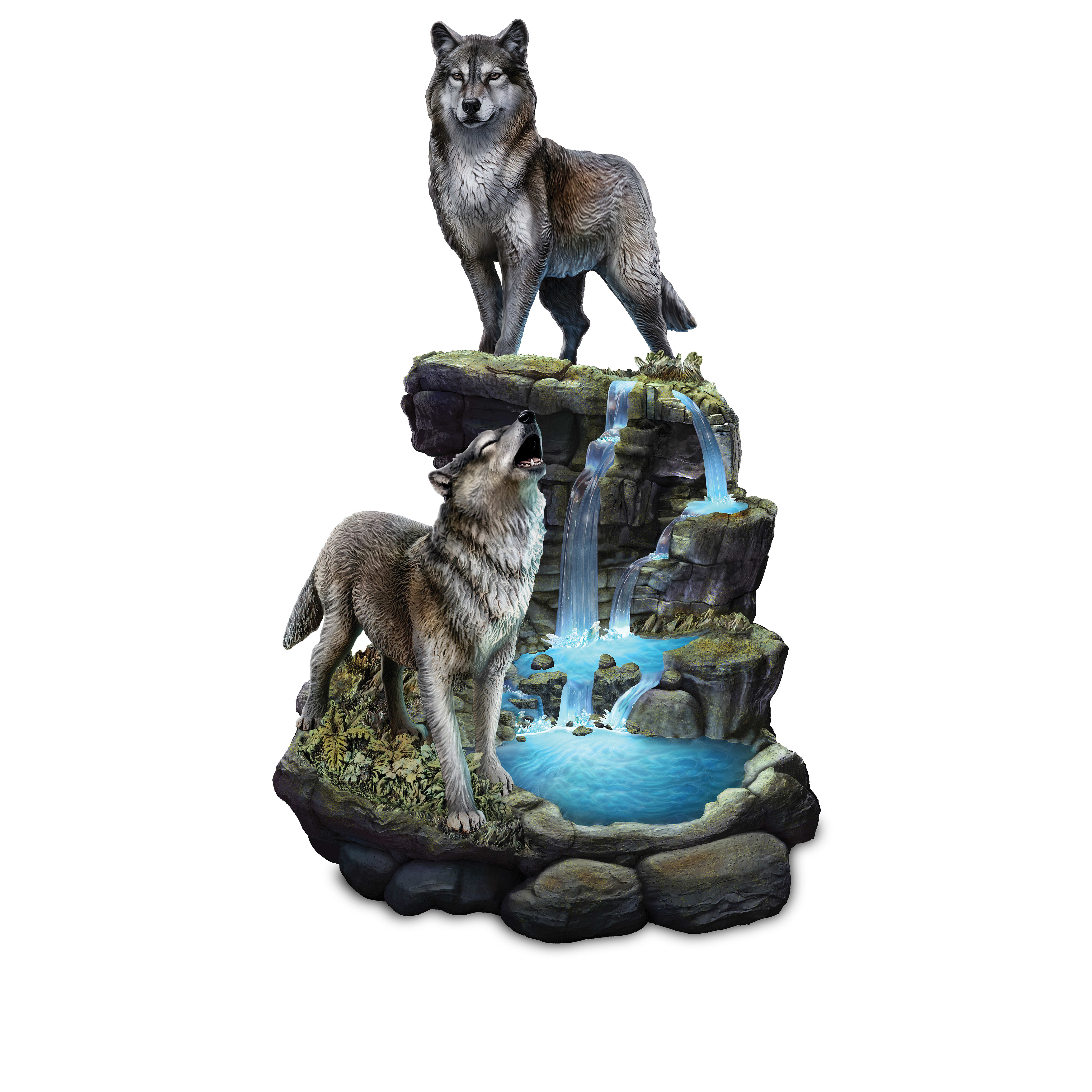 Cascading Waters Illuminated Wolf Sculpture Collection Inspired By The ...