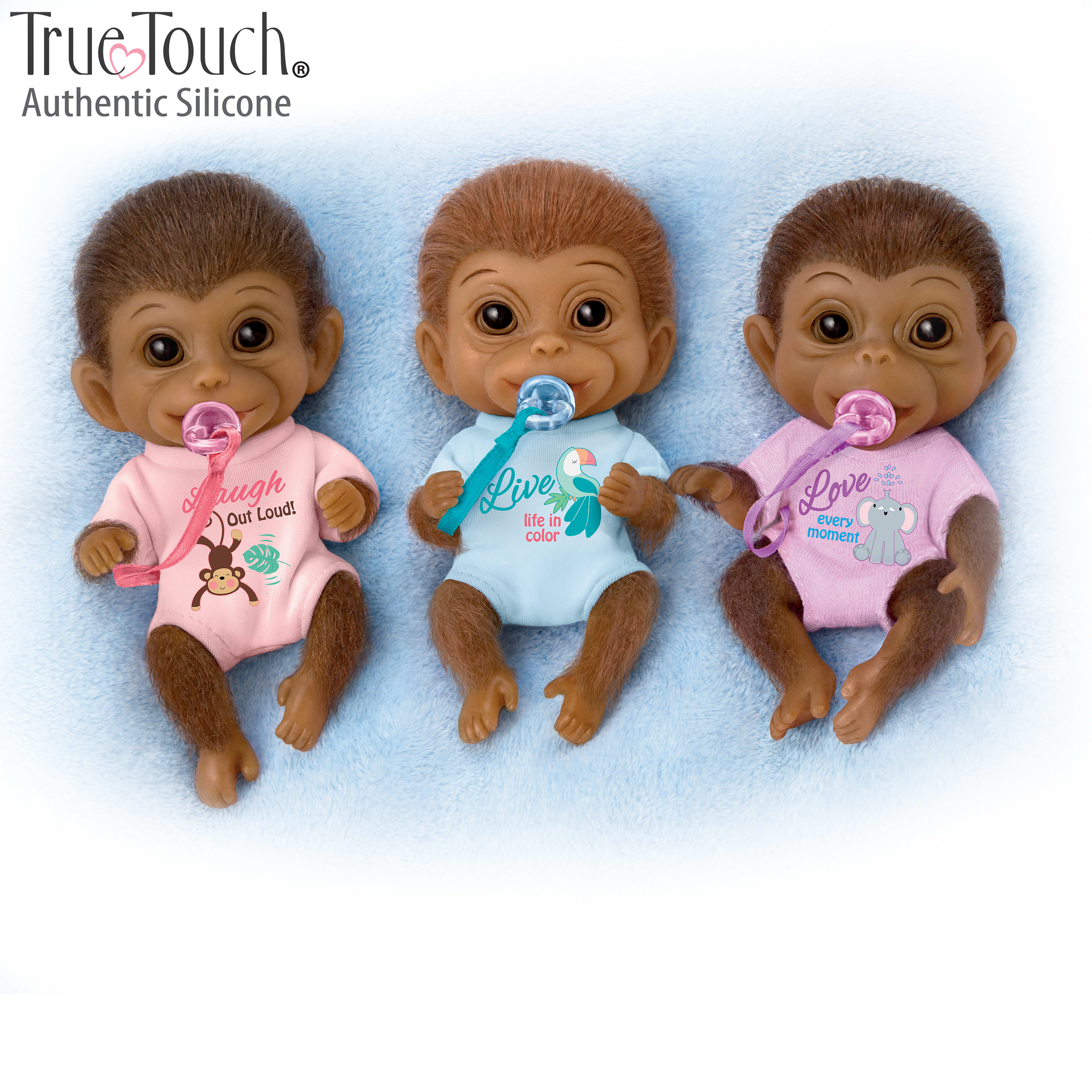 Happy Little Handfuls Miniature Silicone Monkey Doll Collection ...