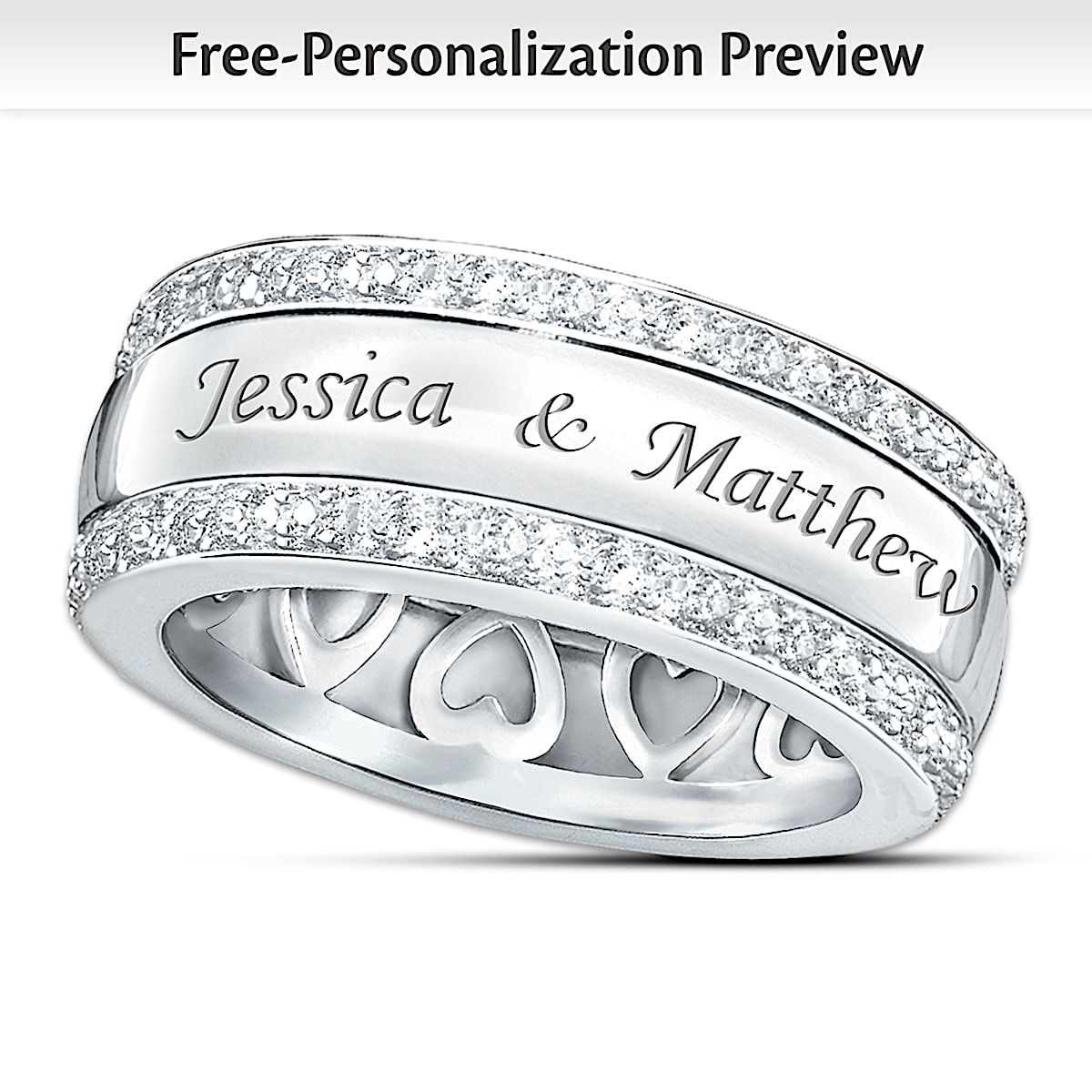 Personalized Name-Engraved Solid Sterling Silver Diamond Ring: Our ...