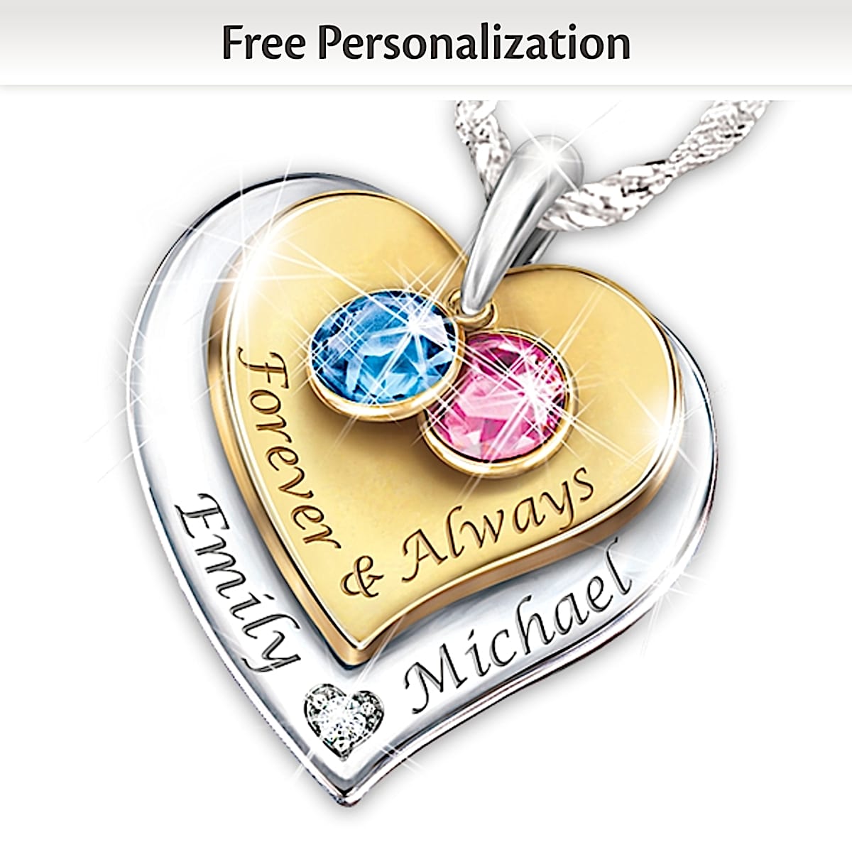 Womens Necklace: Forever & Always Personalized Diamond Pendant Necklace