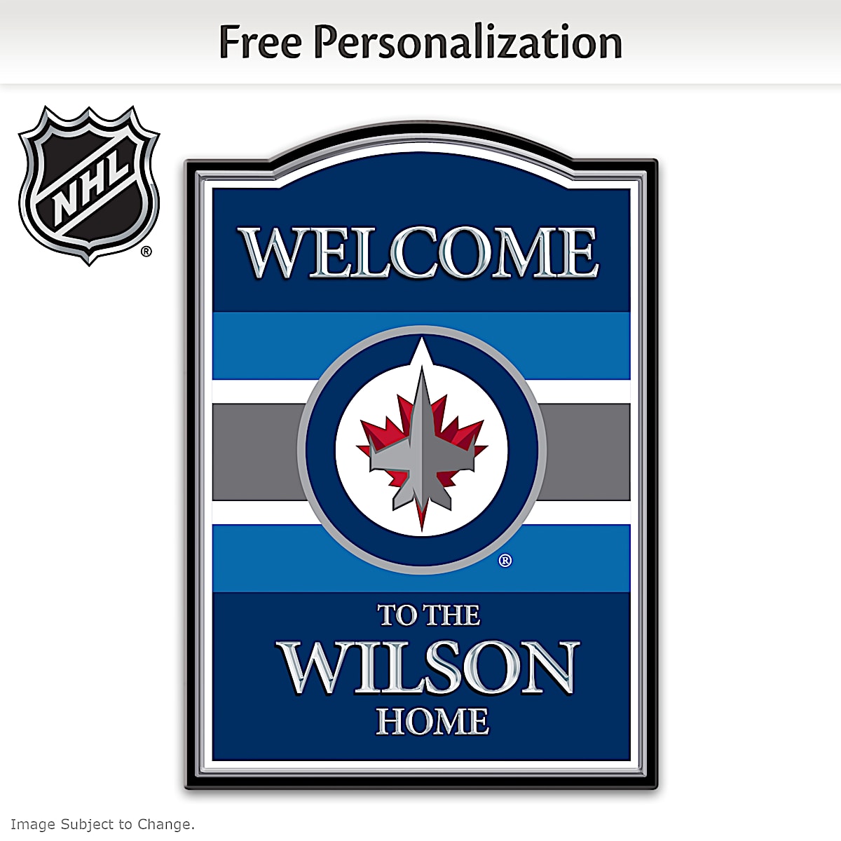 Winnipeg Jets™ Personalized Family Name Welcome Sign