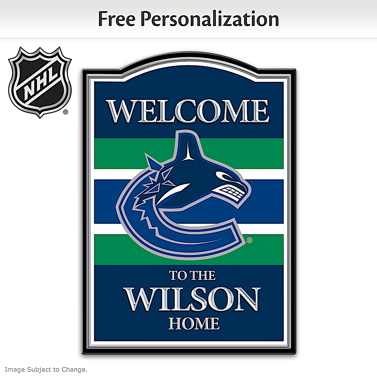 Vancouver Canucks® Personalized Family Name Welcome Sign