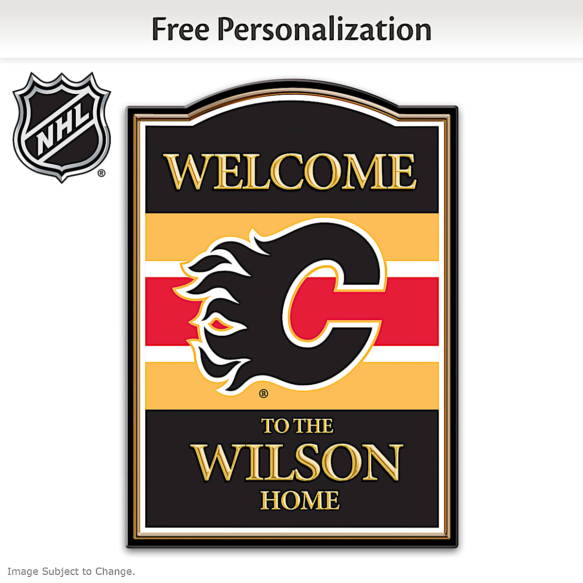 Calgary Flames® Personalized Family Name Welcome Sign