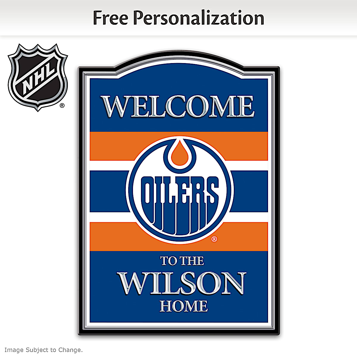 Edmonton Oilers® Personalized Family Name Welcome Sign
