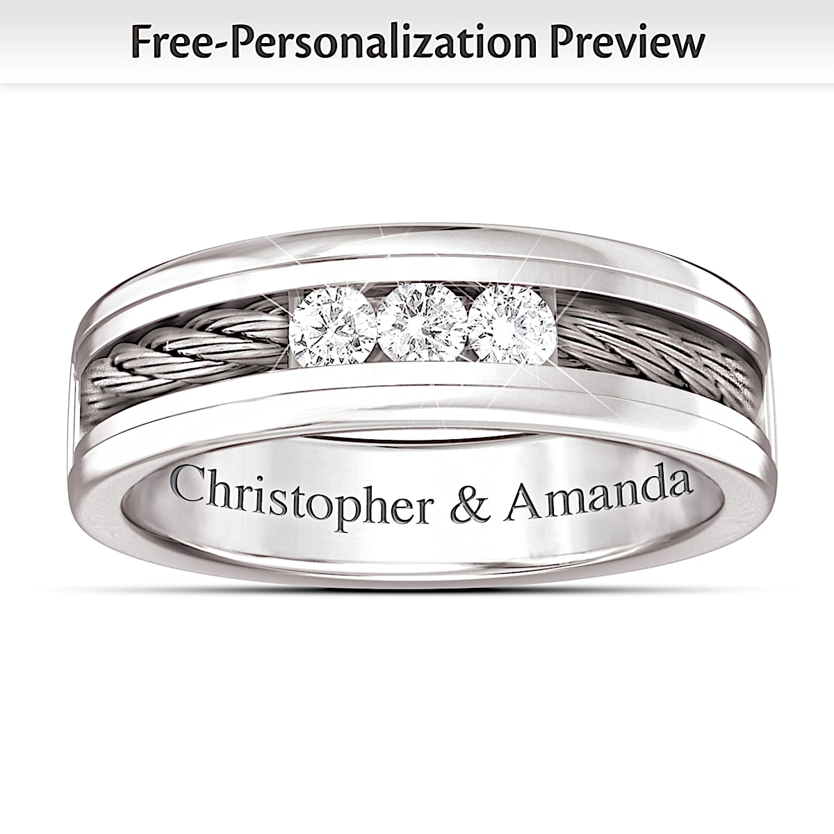 Ring: The Strength Of Our Love Personalized Mens Stainless Steel ...