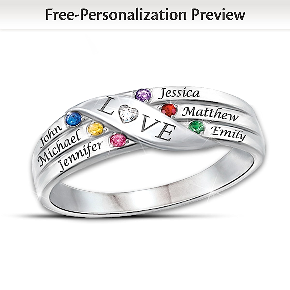 Womens Ring: Love Holds Our Family Together Personalized Diamond Ring