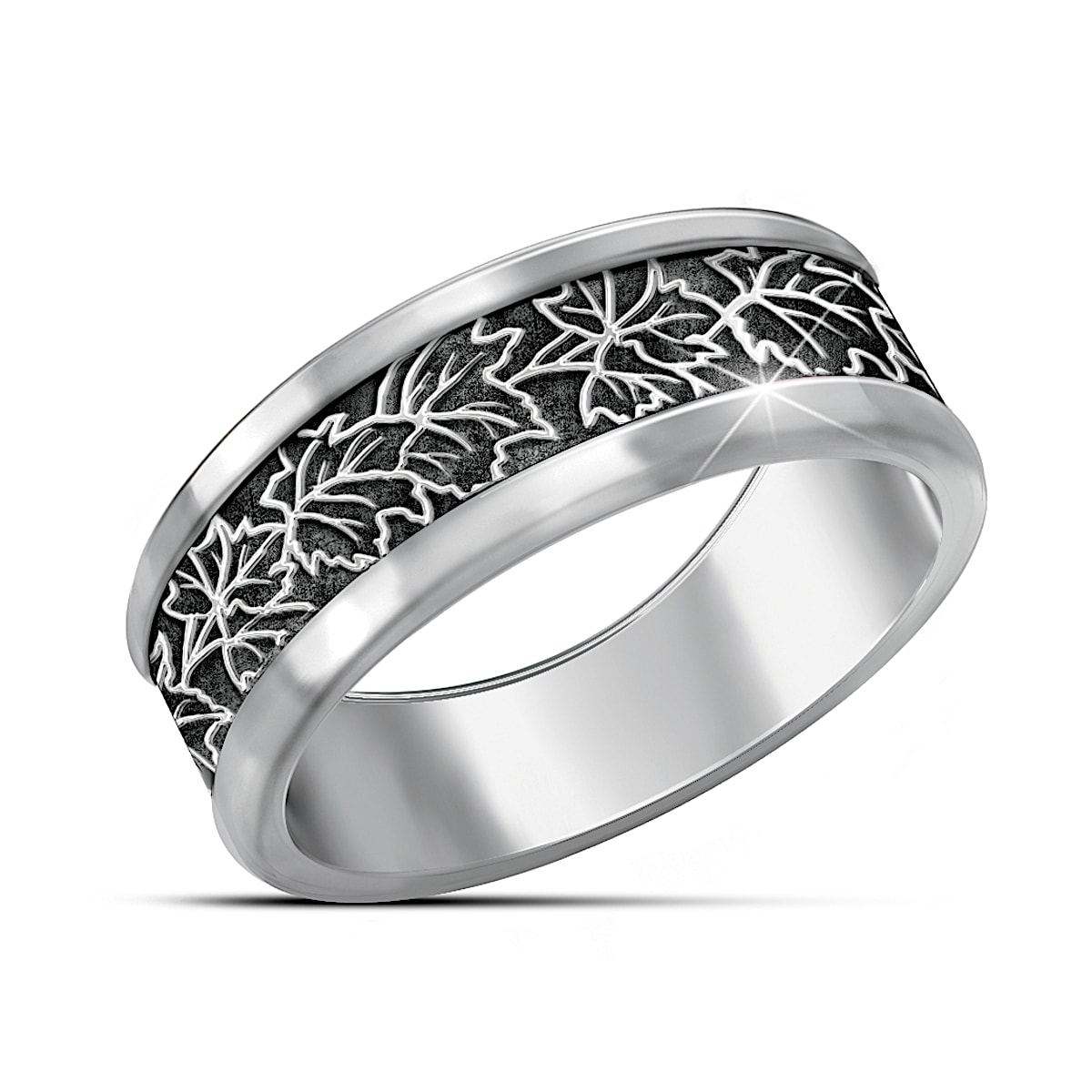 The Spirit Of Canada Stainless Steel Mens Maple Leaf Ring