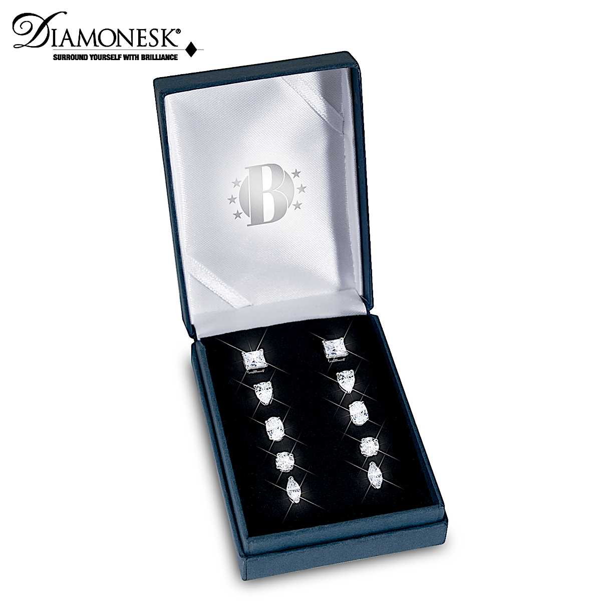 Simulated Diamond Stud Earring 5-Pair Set That Come In Oval, Round ...