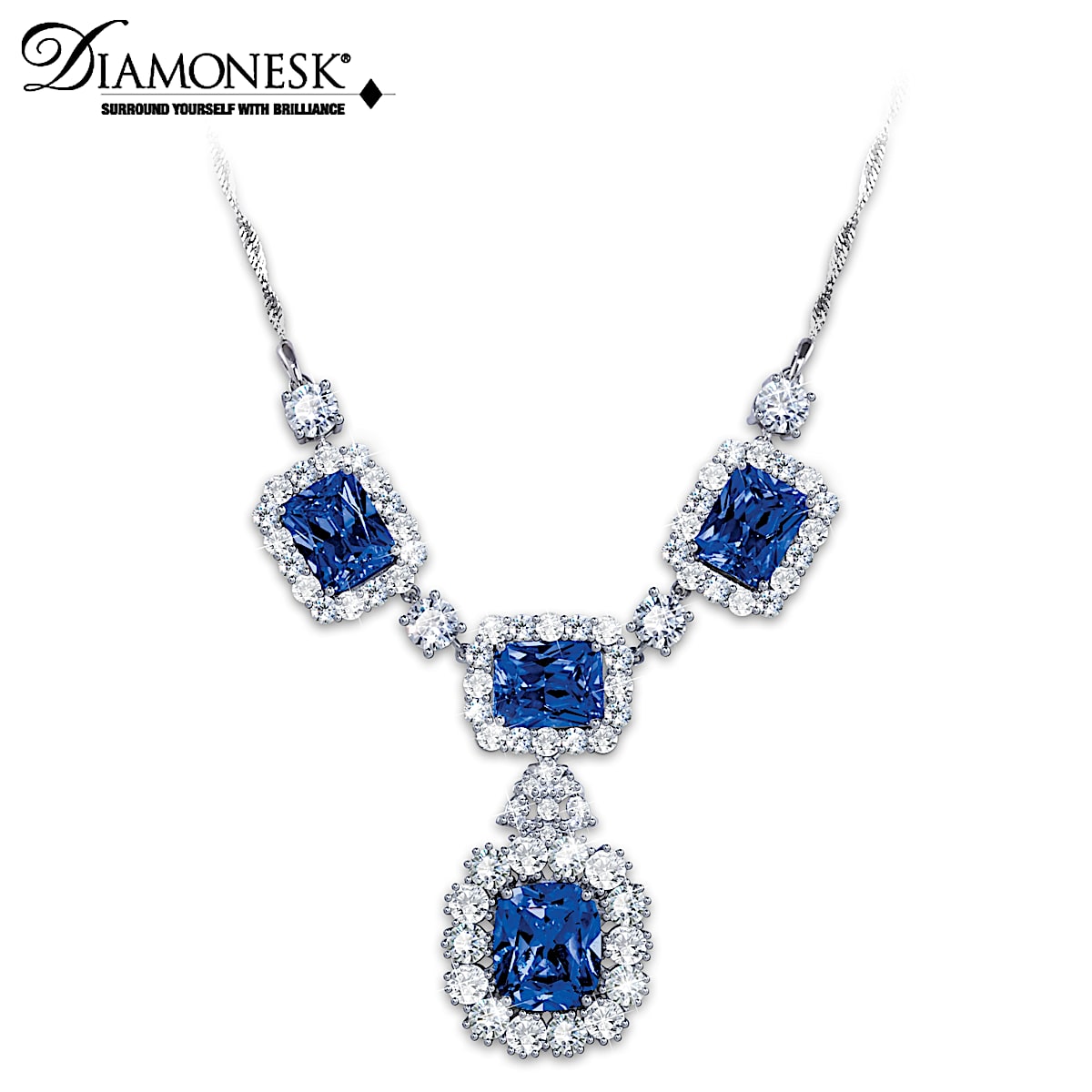 Diamonesk Royal Decadence Womens Sterling Silver Necklace