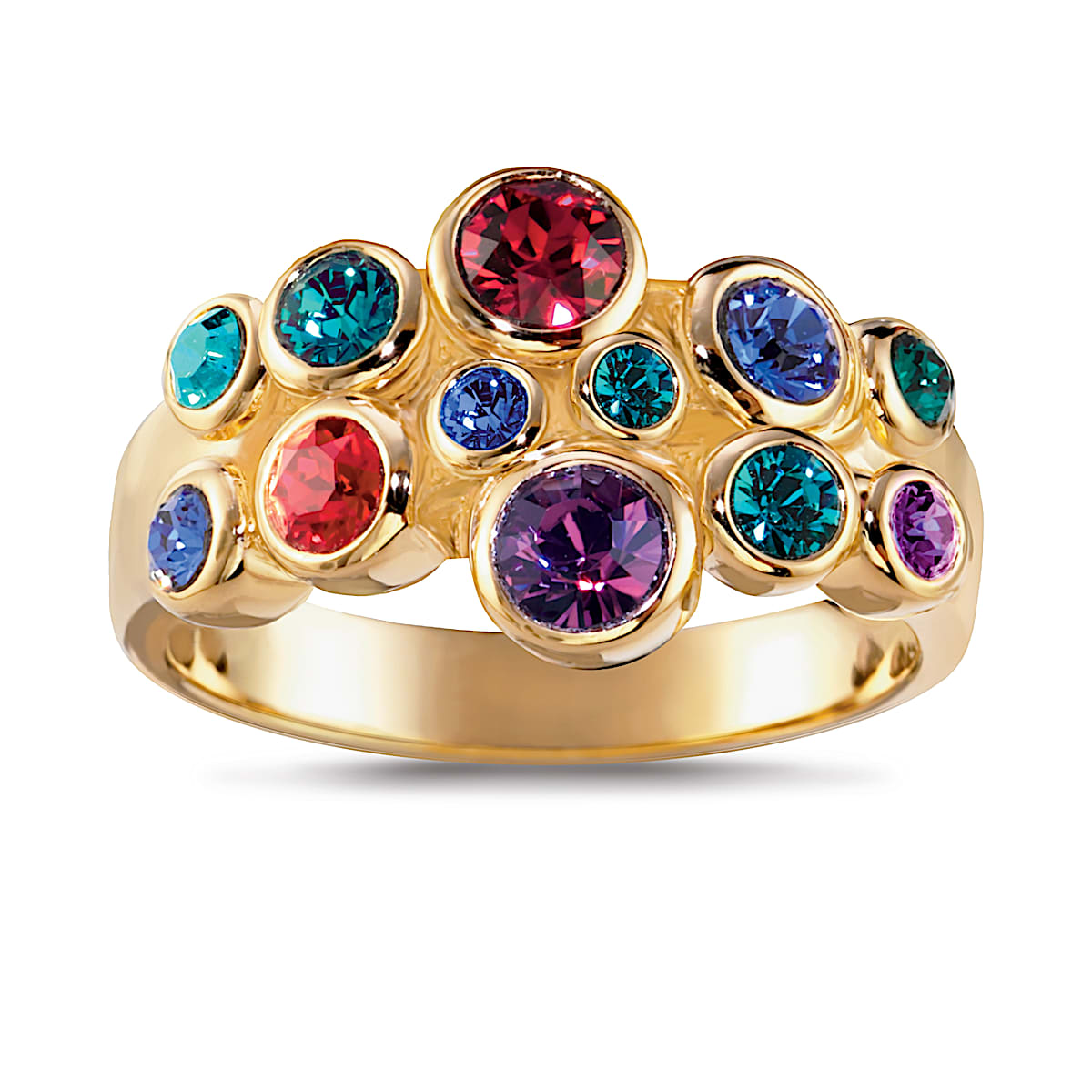 Jewels Of Canada Womens 18K Gold-Plated Cluster Crystal Ring