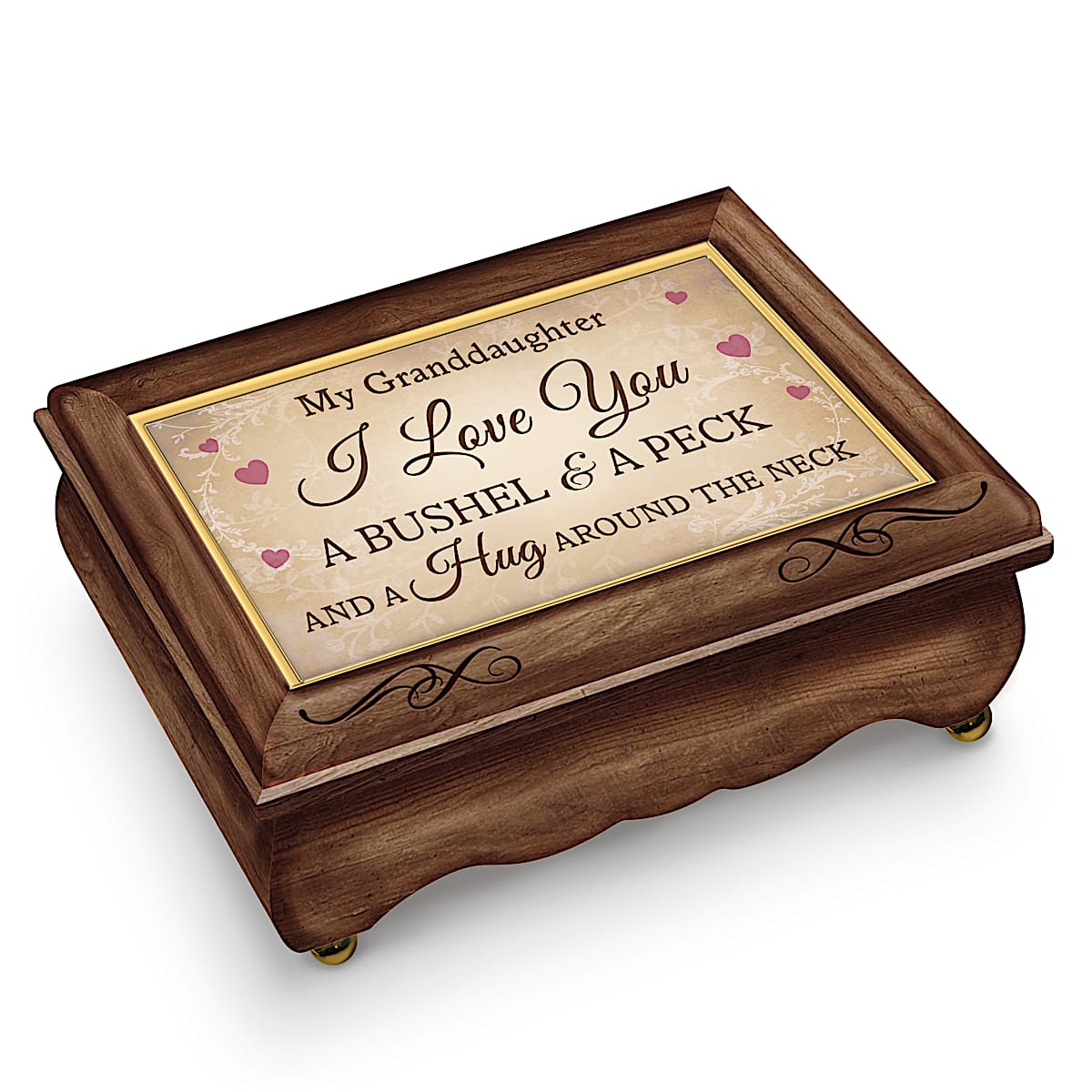 Granddaughter, I Love You A Bushel And A Peck Handcrafted Wooden Music Box