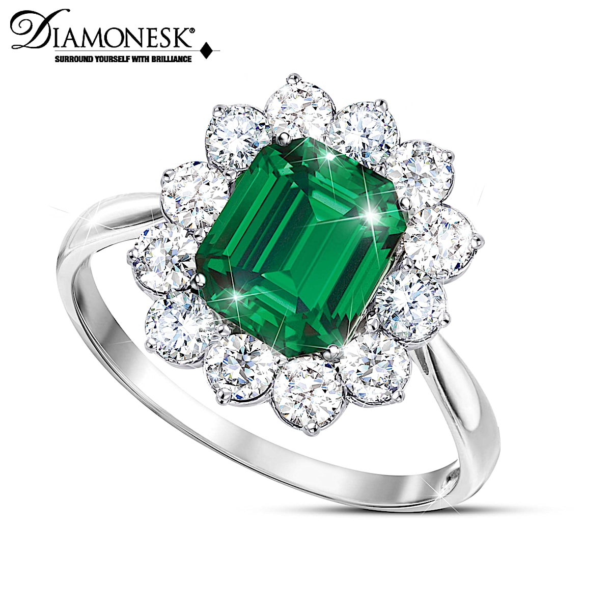 Royal Cambridge Womens Simulated Emerald Diamonesk Ring