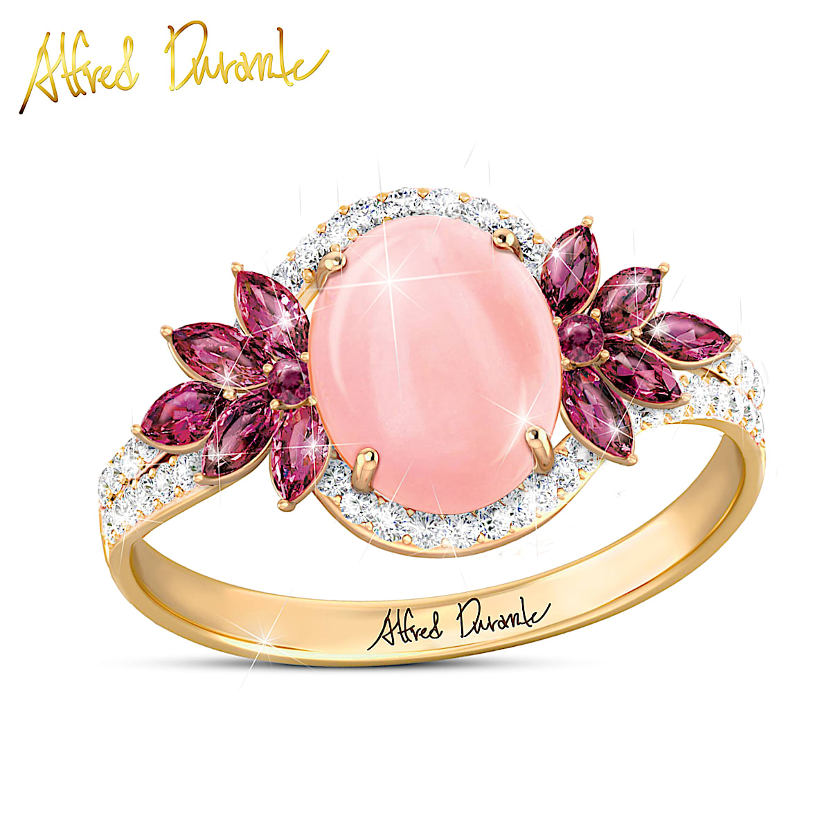 Alfred Durante Heavenly Beauty 18K Gold-Plated Ring Featuring A Pink ...