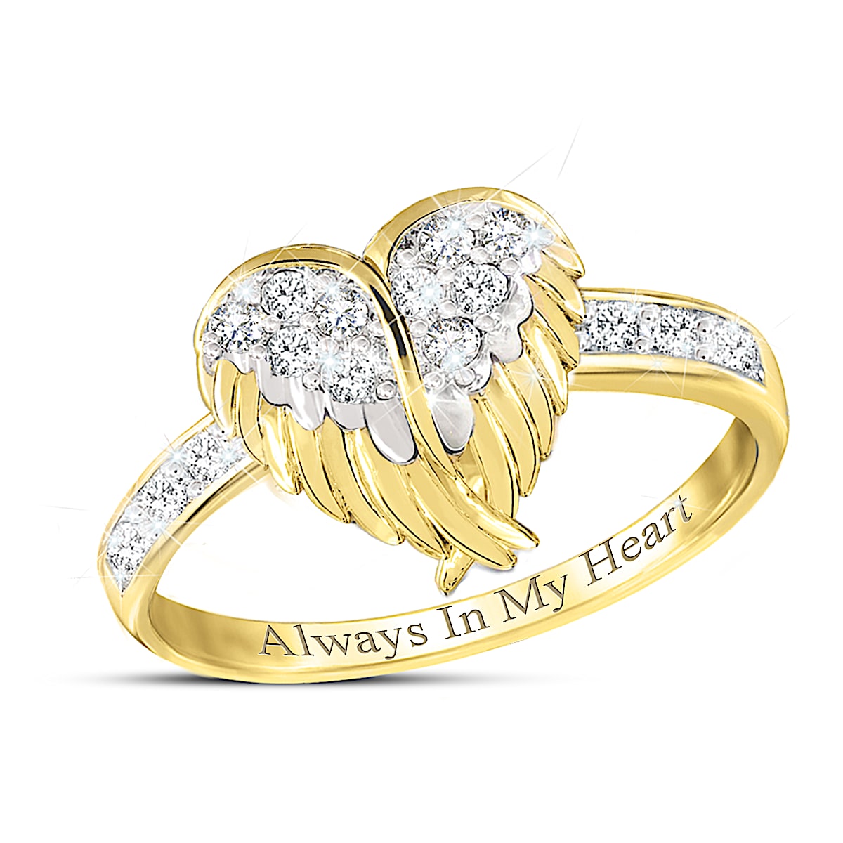 Guardian Angel Embrace 24K Gold-Plated Ring Featuring A Heart-Shaped ...