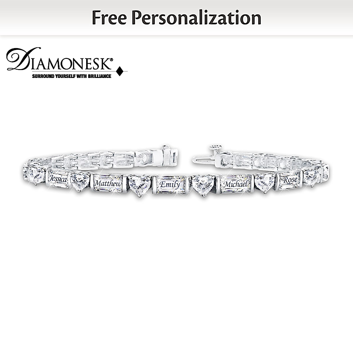 My Precious Family Womens Personalized Diamonesk Bracelet
