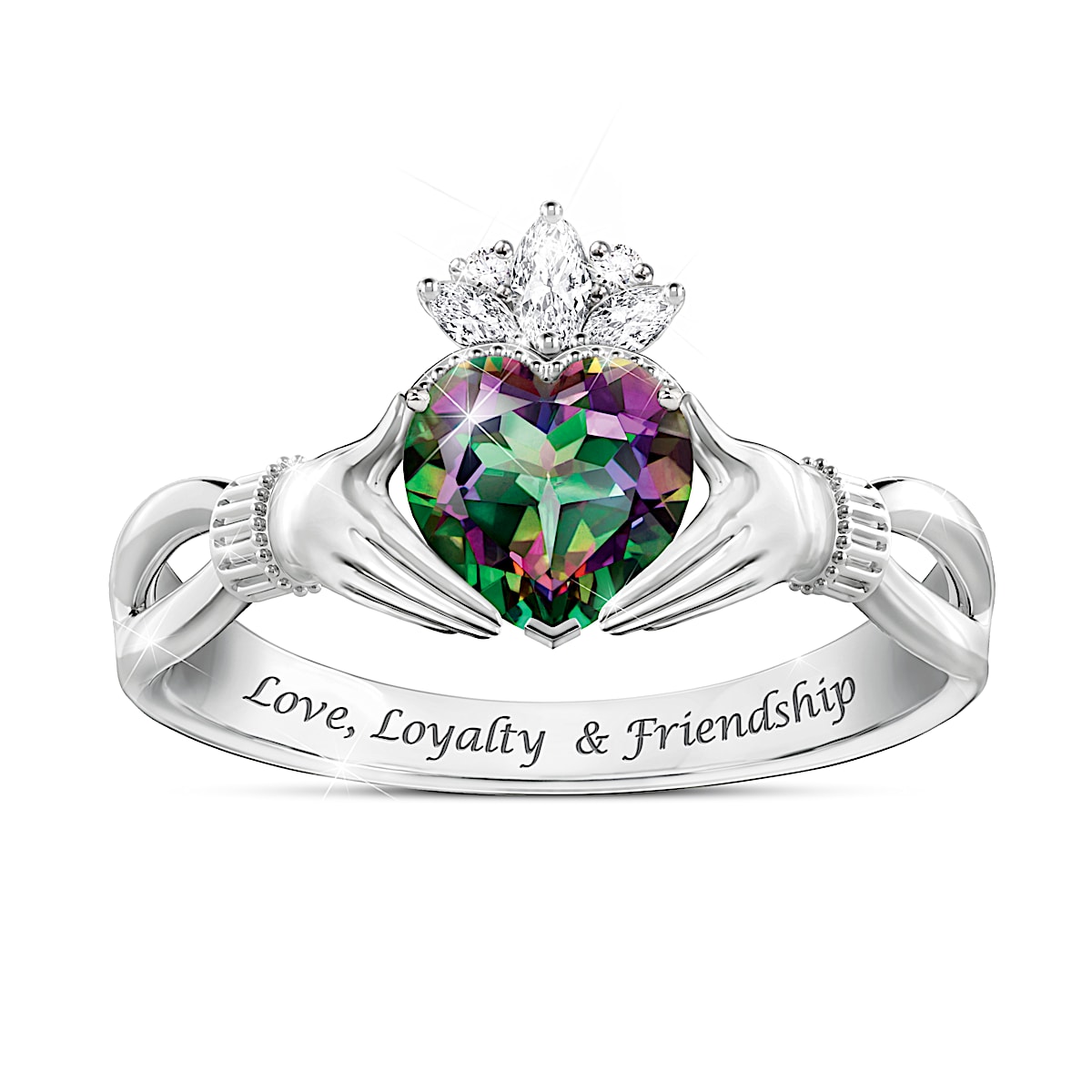Spirit Of Ireland Sterling Silver Irish Claddagh Ring Featuring A Heart ...