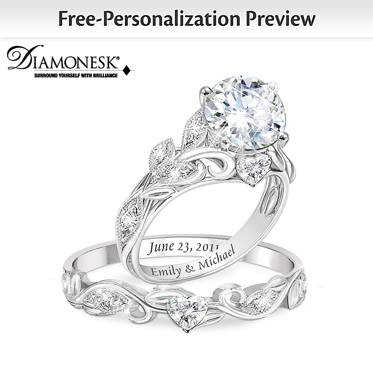 Our Love Blooms Forever Womens Personalized Simulated Diamond Bridal ...