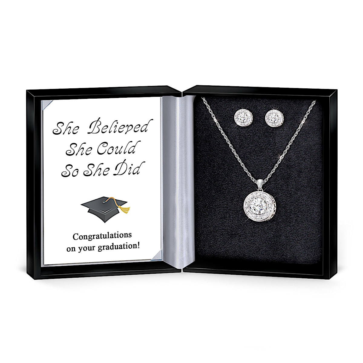 Top Of The Class Womens Graduation Pendant And Earrings Set Featuring ...
