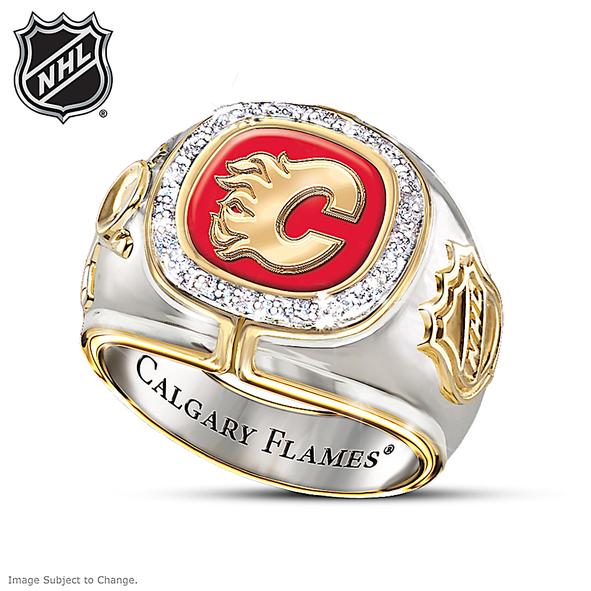 Calgary Flames® Mens Diamond NHL Ring Featuring Official Team Logo ...
