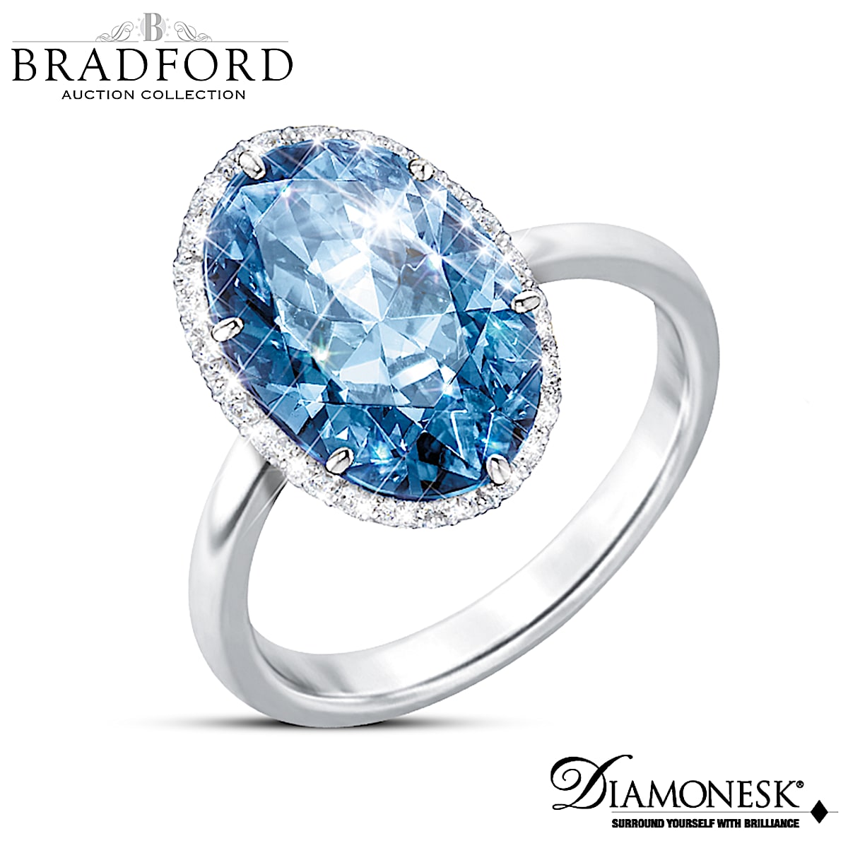 Vivid Blue Diamonesk Ring