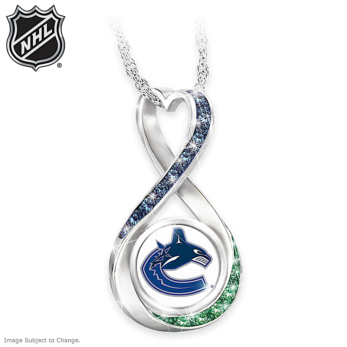 Vancouver Canucks® Forever Womens Rhodium Plated NHL® Infinity Pendant ...
