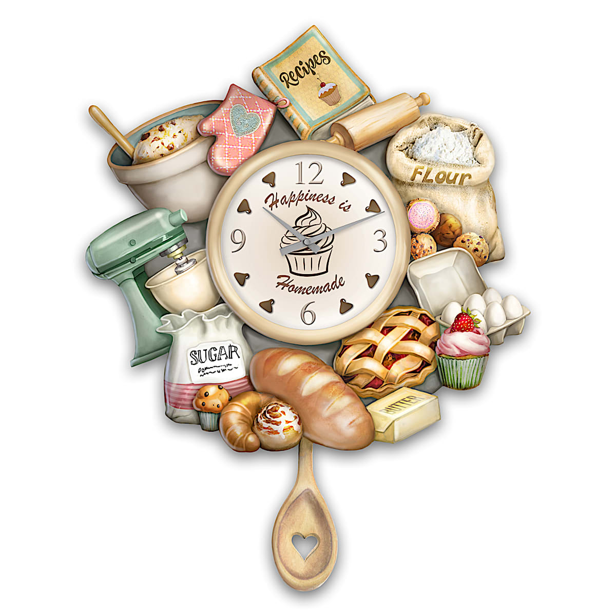 Homemade Happiness Whimsical Kitchen Wall Clock Devoted To The Pure Joy ...