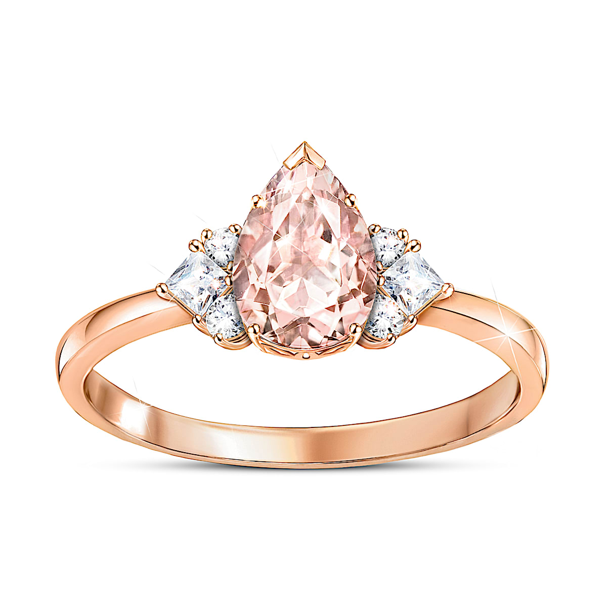 Radiant Dawn 18K Rose Gold-Plated Ring With A Pear-Shaped Sunrise ...