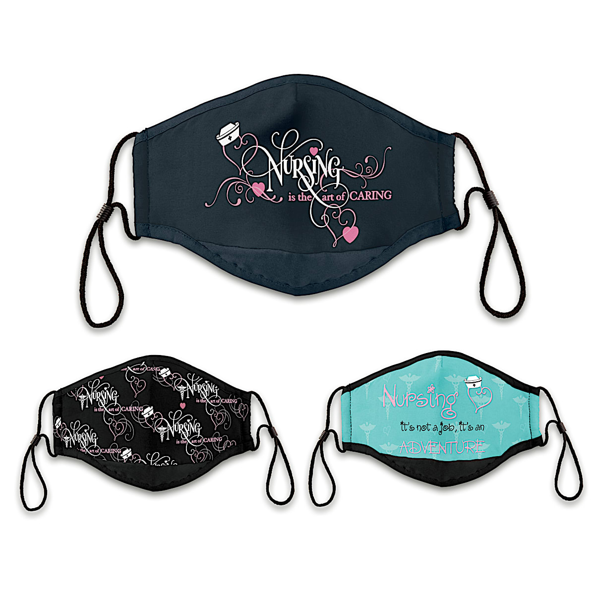 Nursing Is Caring Adjustable Face Mask Set With An Inside Pocket That ...