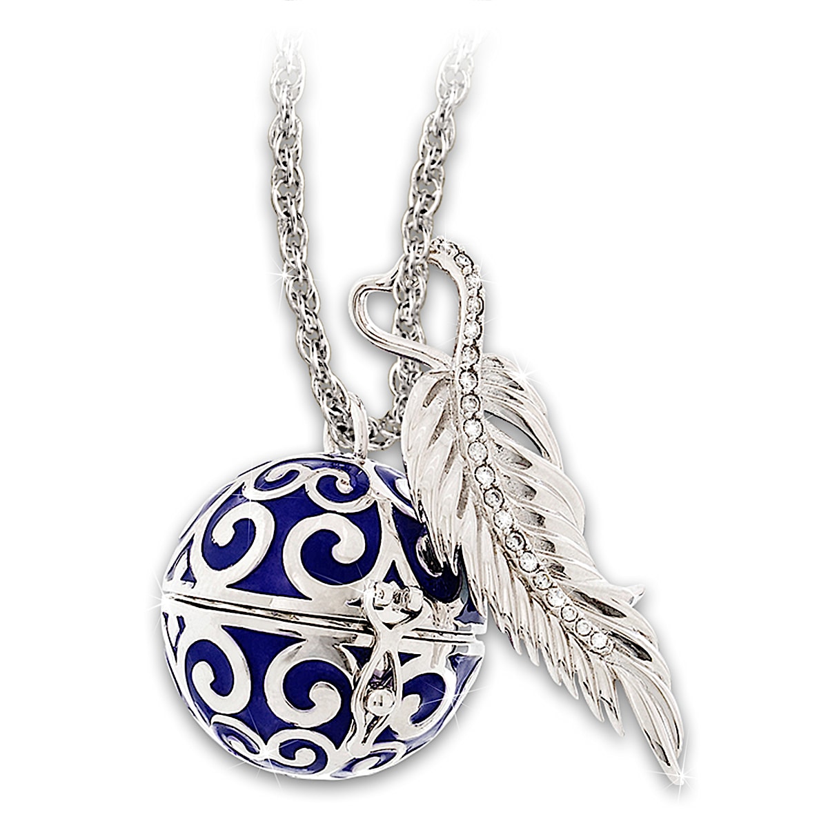 Guardian Angel Caller Rhodium Platinum-Plated Ball Pendant Necklace ...