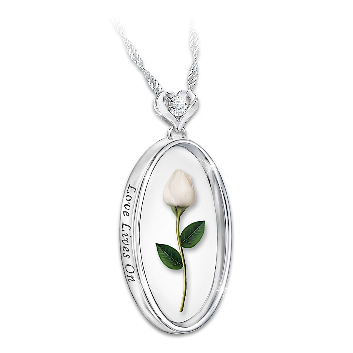 Love Lives On Sterling Silver-Plated Memorial Pendant Necklace ...