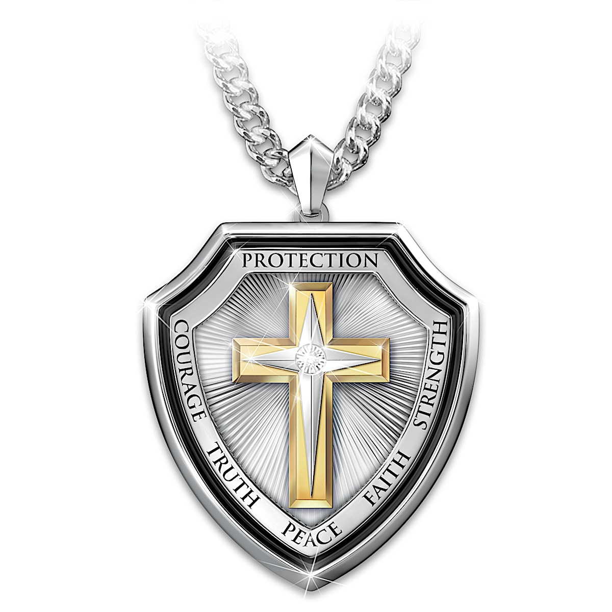 Shield Of Faith Grandson Pendant Necklace With 24K Gold-Plated & Steel ...