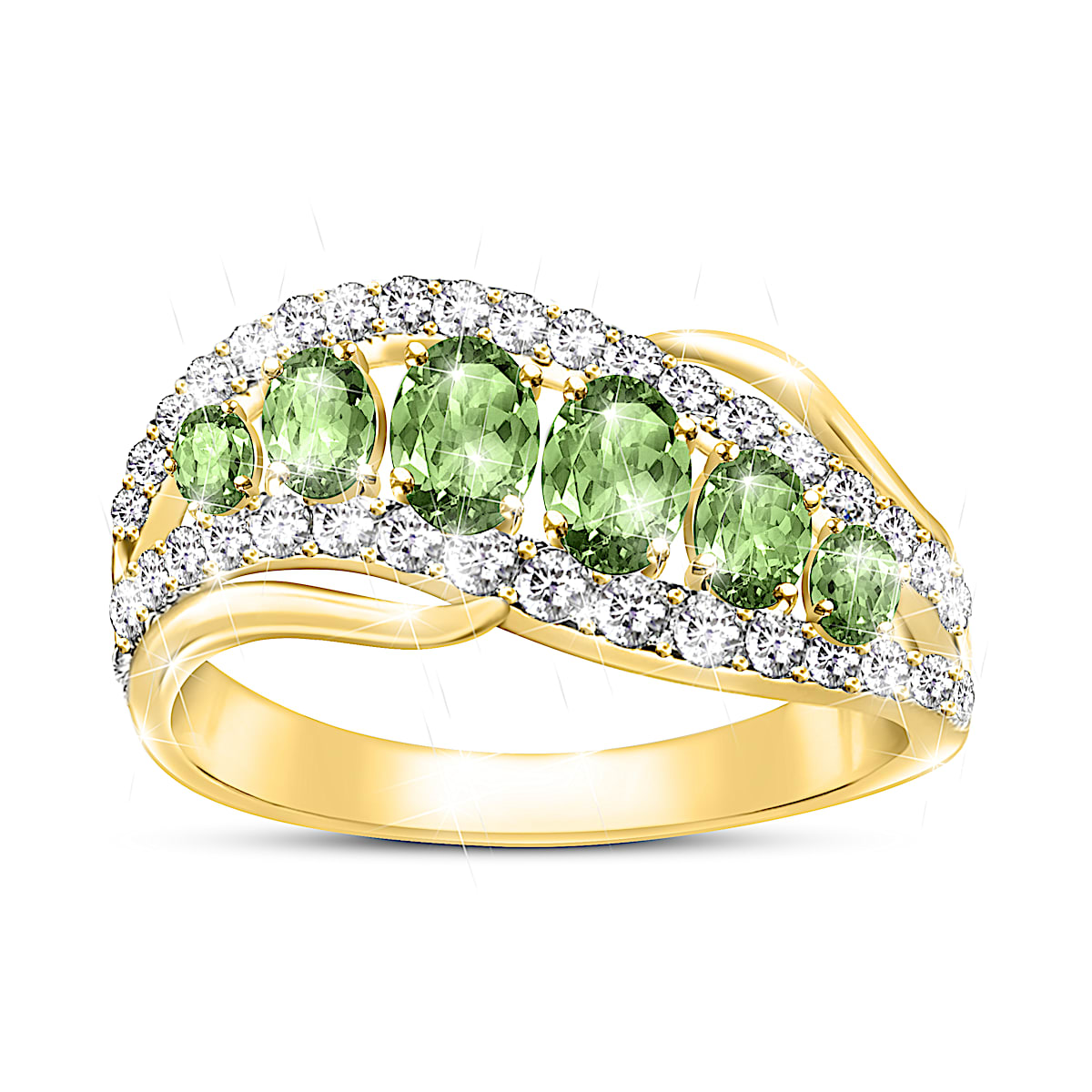 Womens 24K Gold-Plated Ring Adorned With Simulated Diamonds And 6 ...