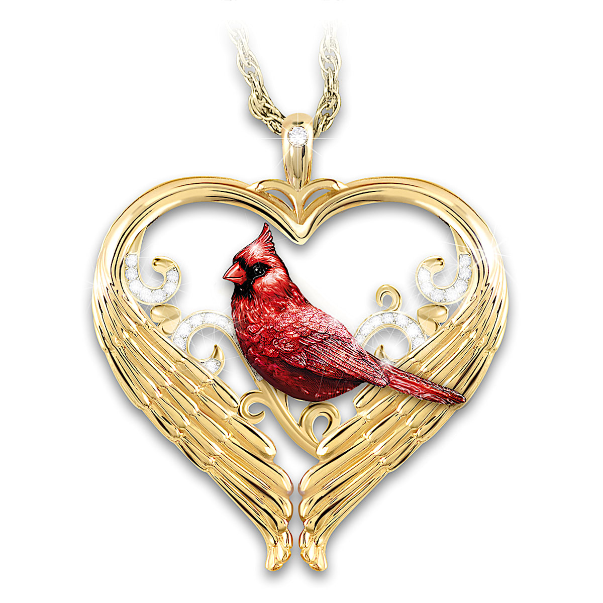 Messenger Of Love Womens 18K Gold-Plated Heart-Shaped Sculpted Cardinal ...