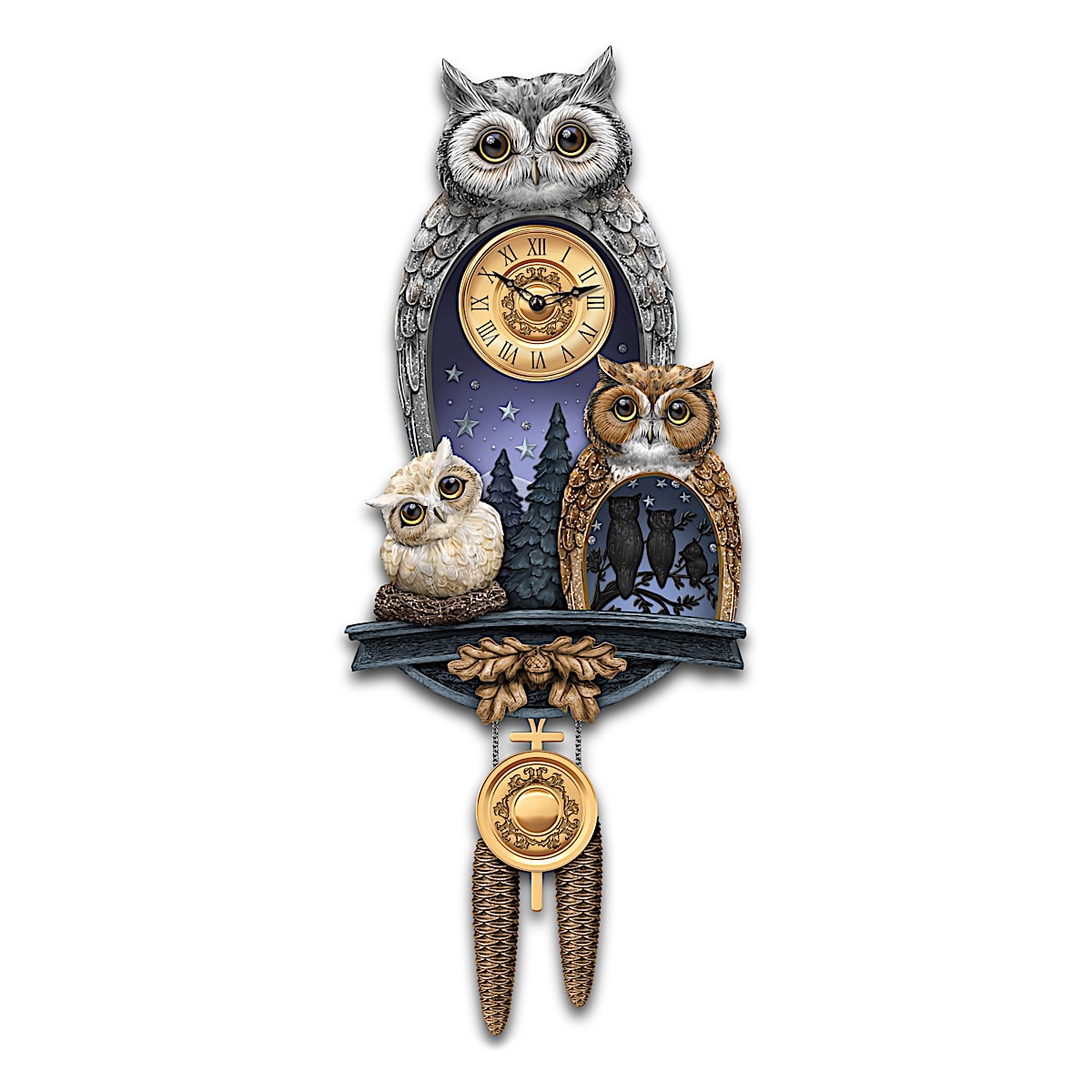 63 cm Sculpted Owl Wall Clock Inspired By Blake Jensens Art With Dial ...