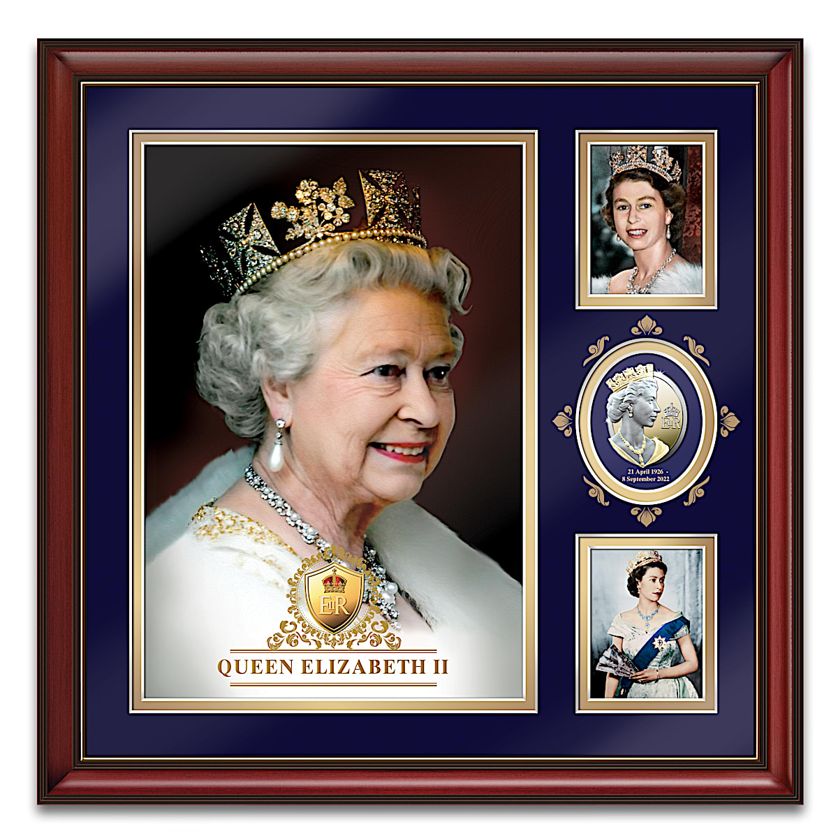 Queen Elizabeth II Commemorative Framed Wall Decor Featuring 3 ...