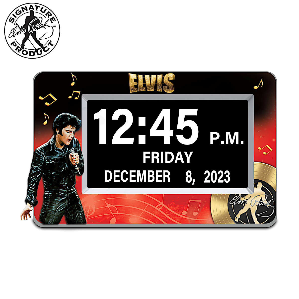 Elvis Presley Clock Featuring Easy-To-Read LED Numbers Adorned With ...