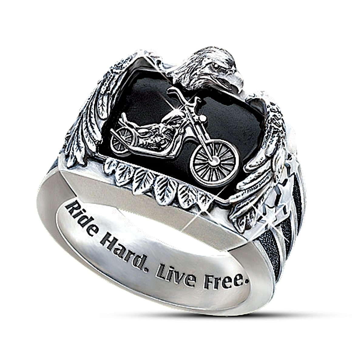 Ride Hard, Live Free Mens Biker Ring