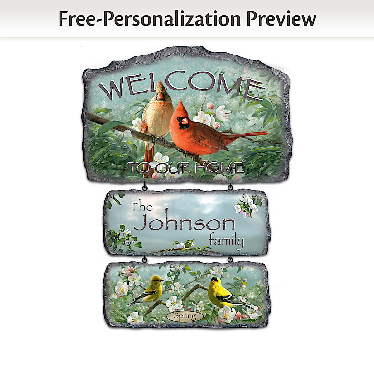 Songbirds Of The Season Personalized Welcome Sign Collection