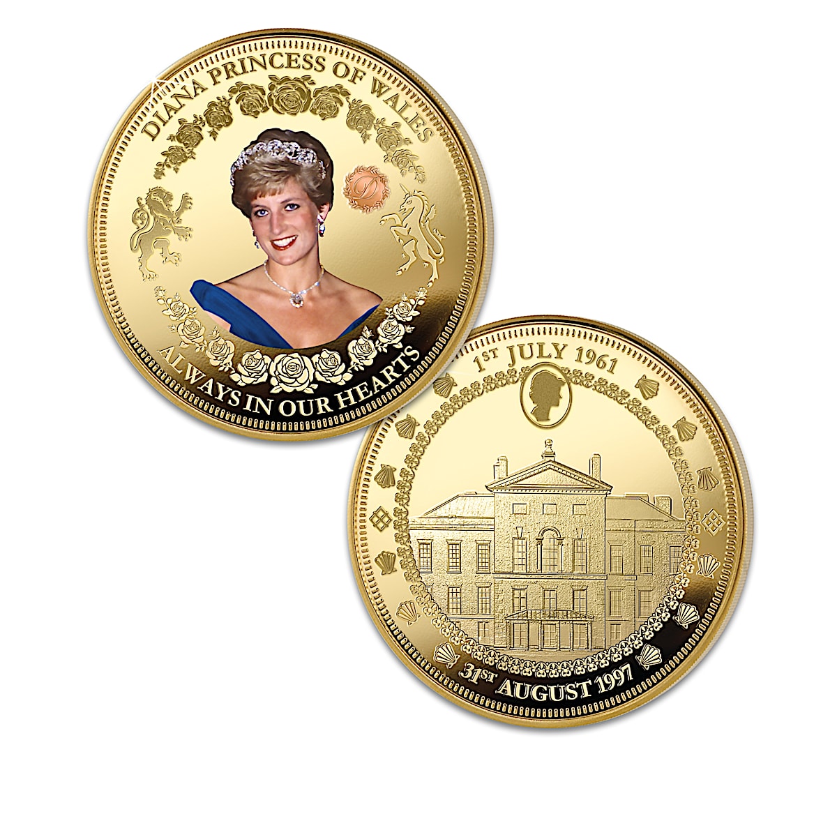 The Princess Diana 20th Anniversary Legacy 24K Gold-Plated Proof Coin ...
