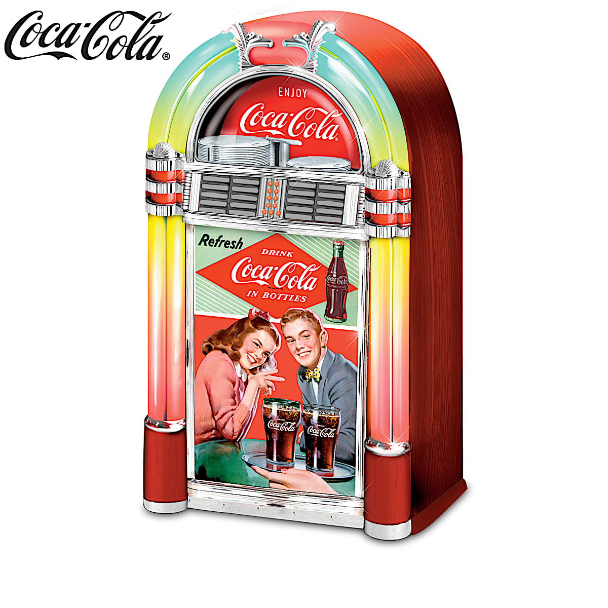 COCA-COLA Retro-Style Illuminated Musical Jukebox Sculpture Collection ...