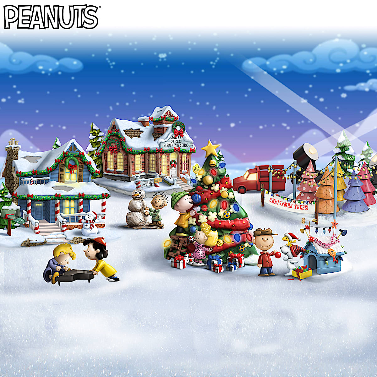 PEANUTS Hand-Painted Illuminated Christmas Village Collection Inspired ...