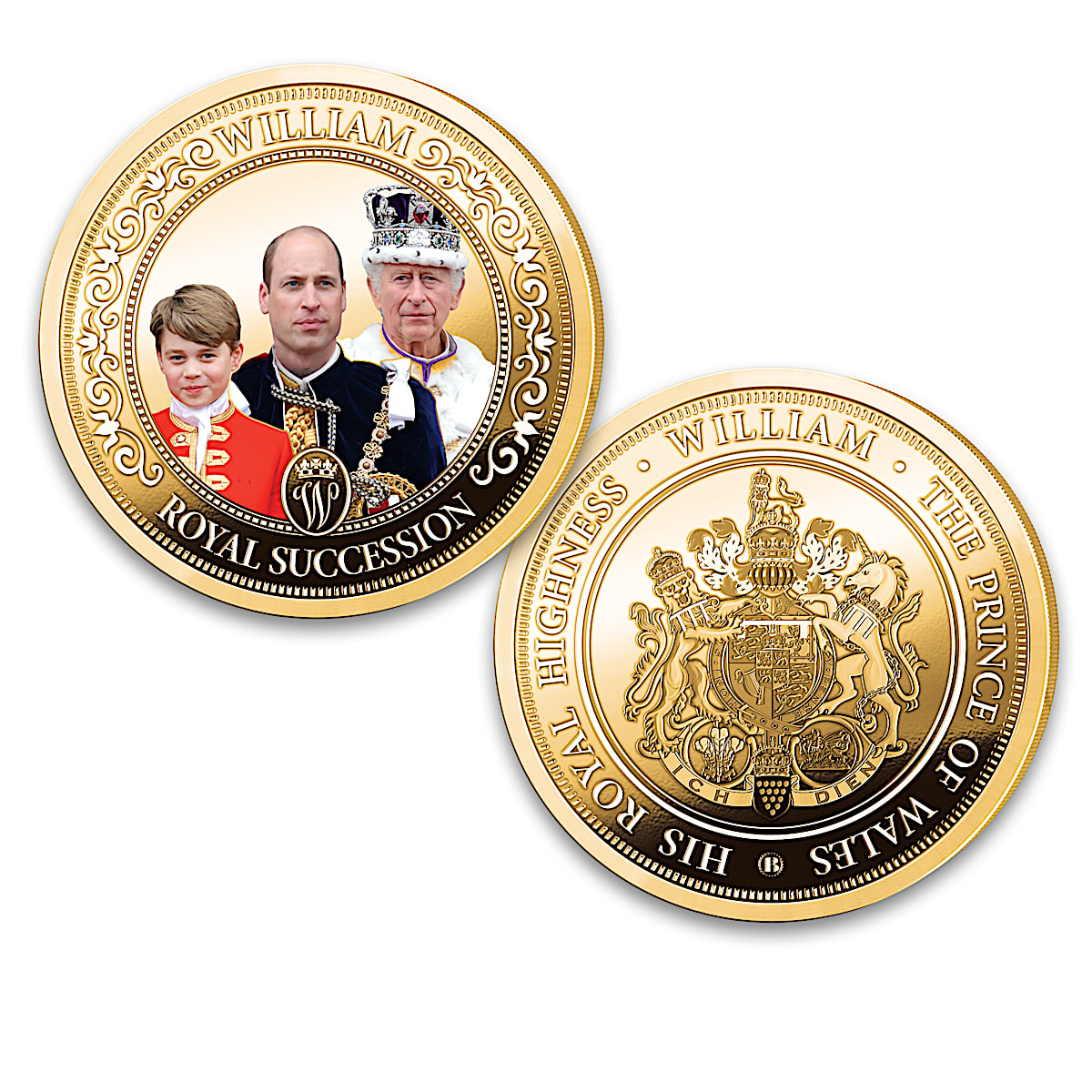 William, Prince Of Wales 24K Gold-Plated Proof Coins Adorned With ...