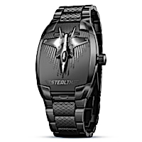 Black Ion-Plated Watch With A Stealth Fighter Hinged Cover Design And ...