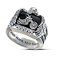 Ride Hard, Live Free Mens Biker Ring